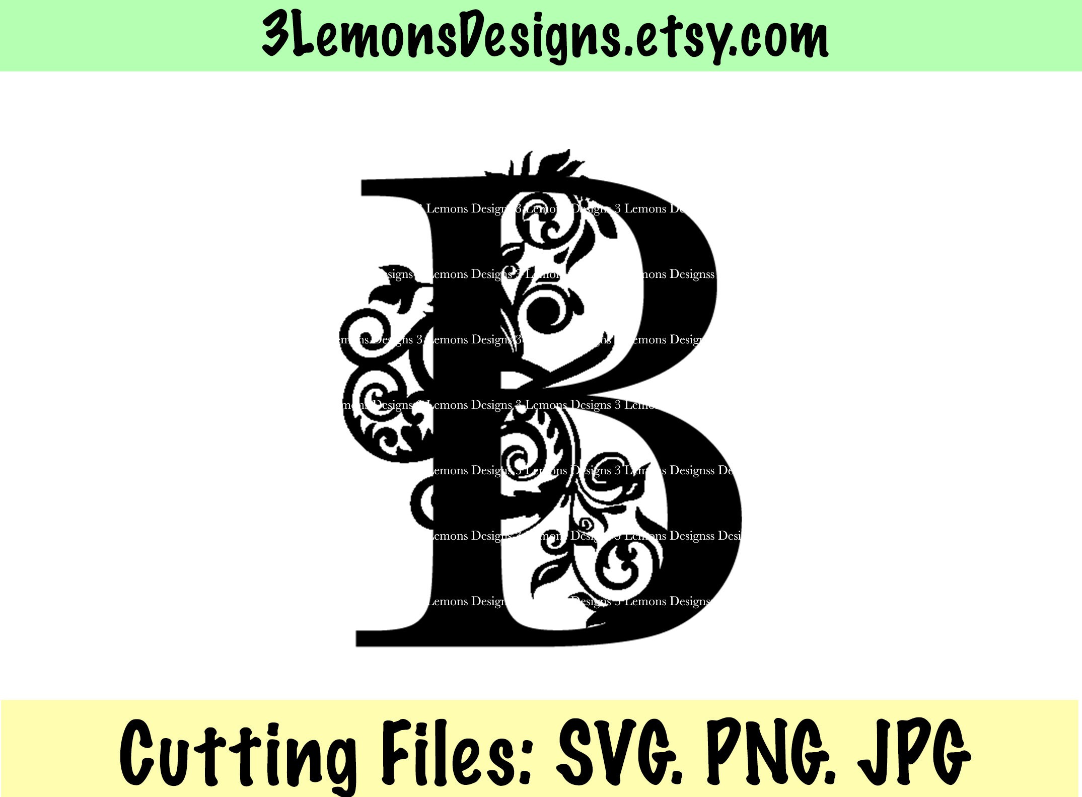 Floral B Letter SVG Monogram Last Name Letter Serif Letter - Etsy