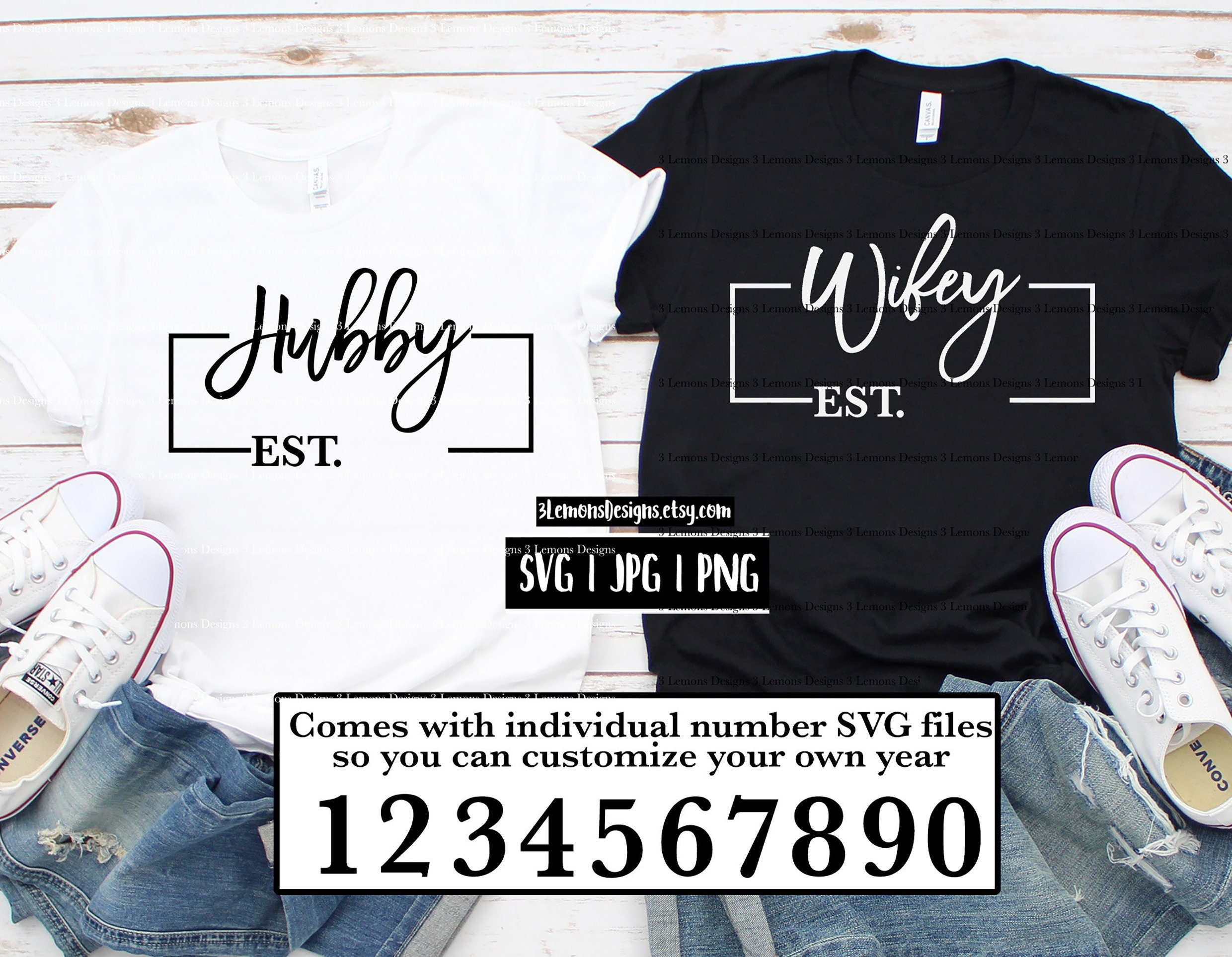 Hubby Wifey Svg Customize Year Married Design For Shirts Svg Etsy