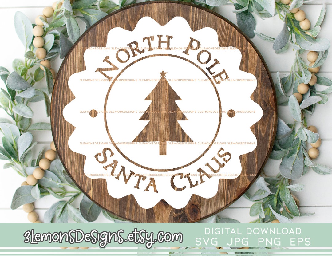 Santa Claus SVG, North Pole Sticker Design, North Pole Stamp, Merry ...