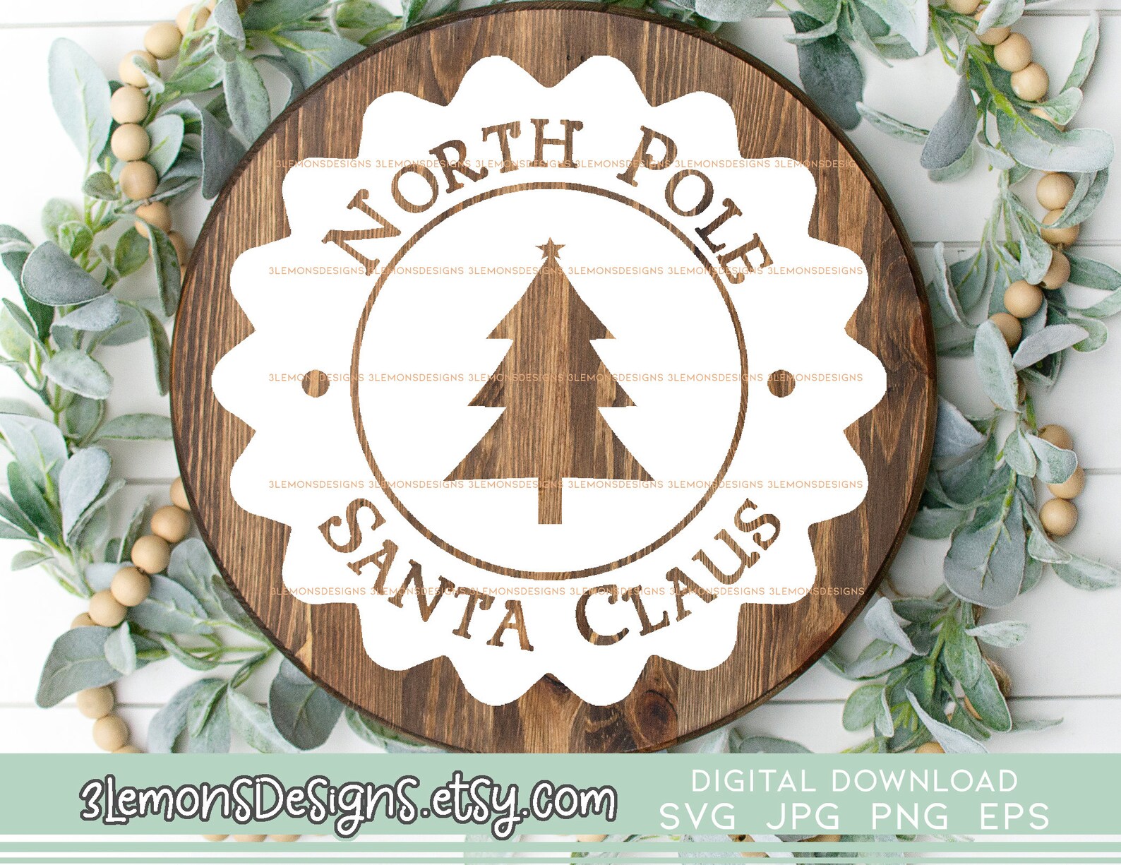 Santa Claus SVG North Pole Sticker Design North Pole Stamp - Etsy