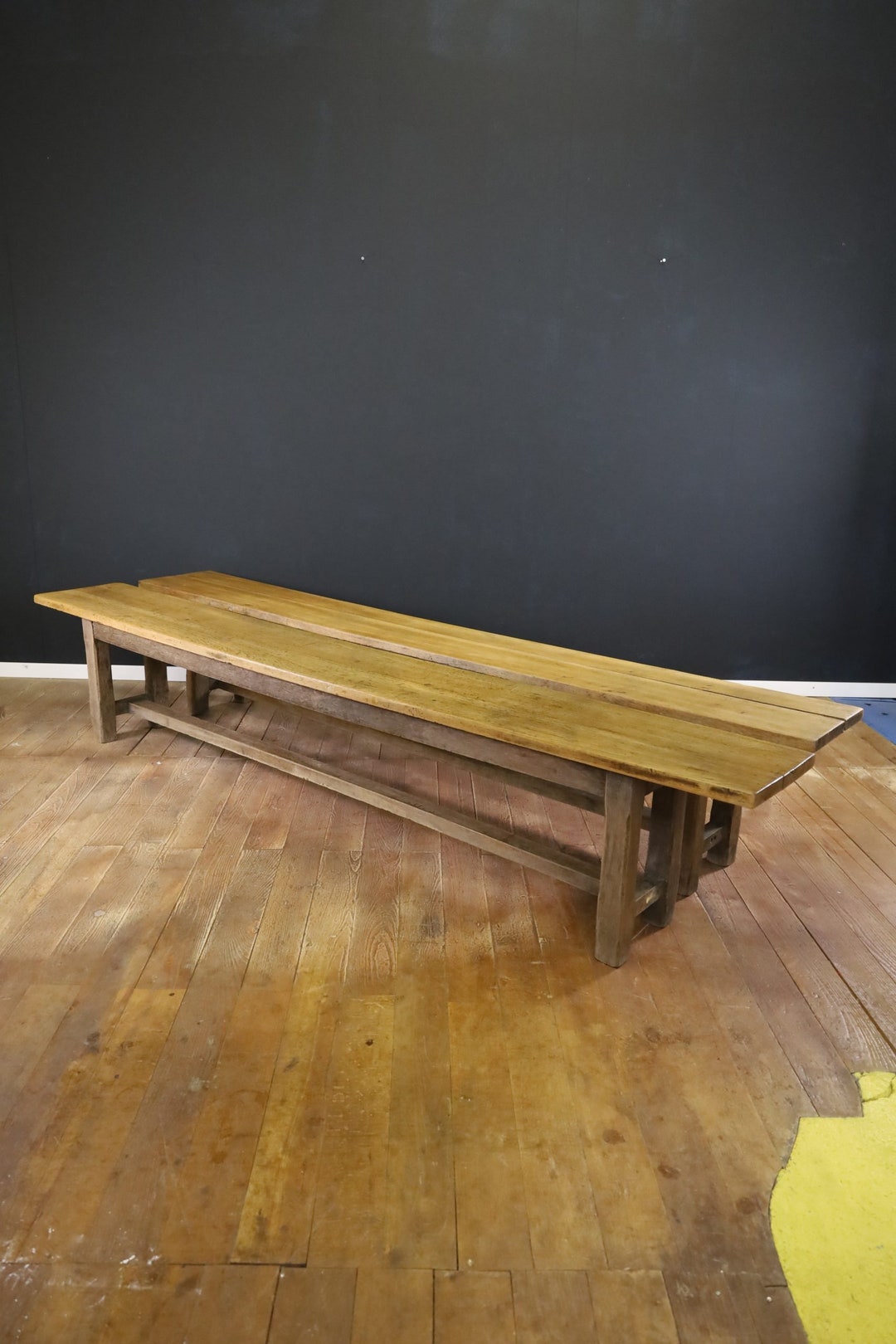 20th Century Solid and Long Oak Benches - Etsy