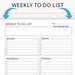 Weekly to Do List, Printable PDF Template, Fillable, Weekly Notes ...