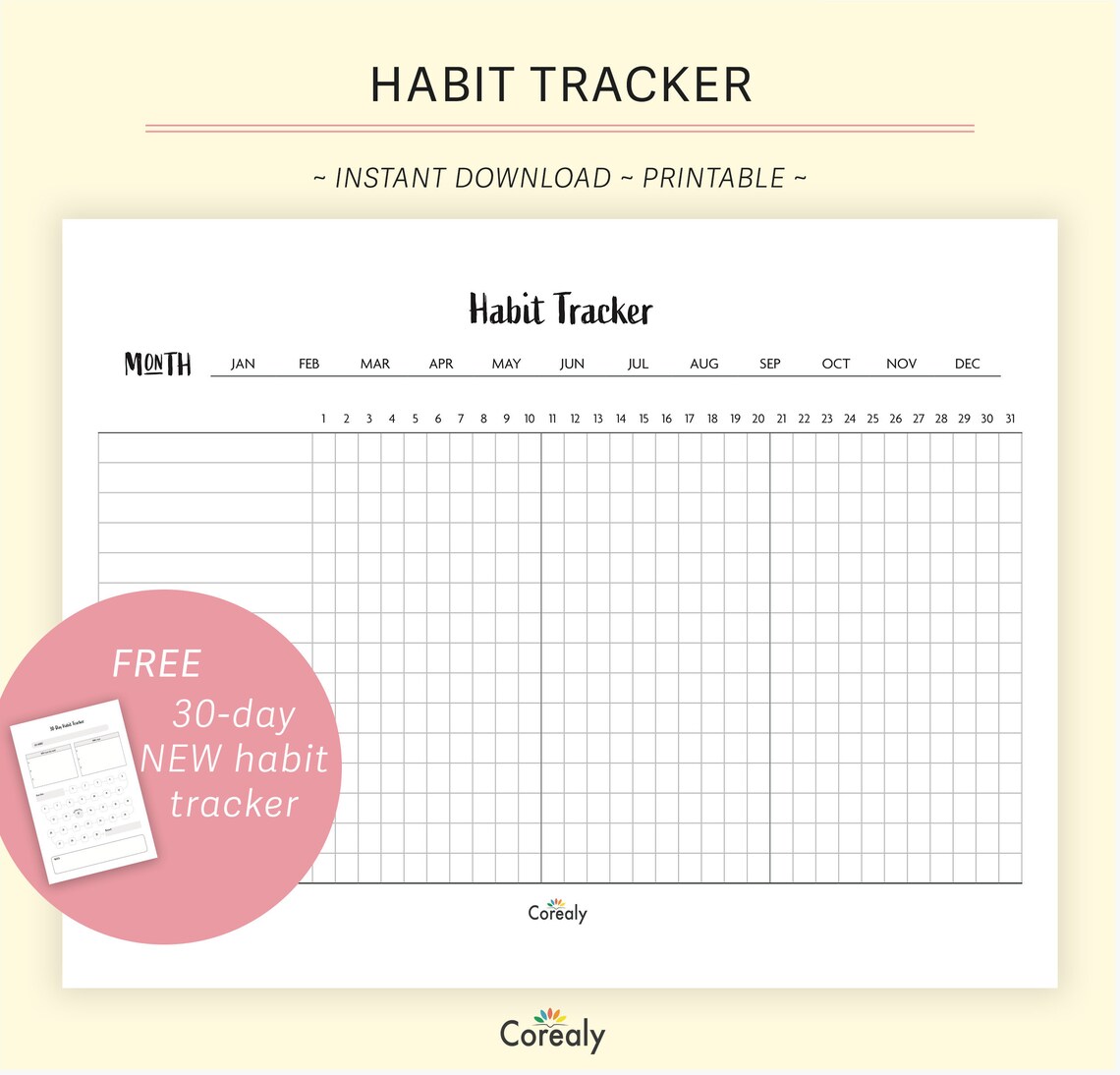 Habit Tracker Printable Routine Log Daily Habits Planner | Etsy