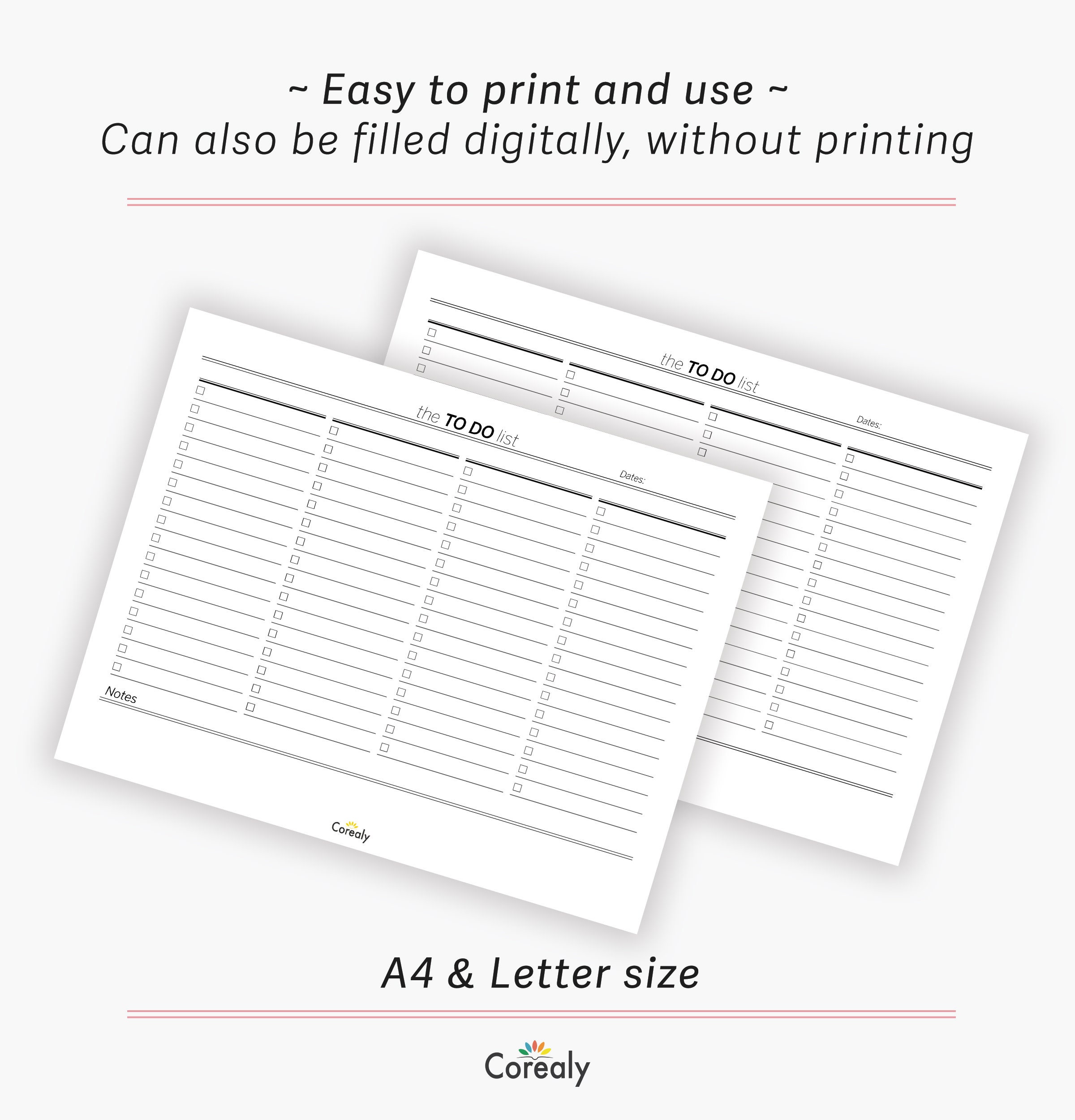 Customizable to Do List, Printable PDF Template, Fillable, Weekly Notes ...