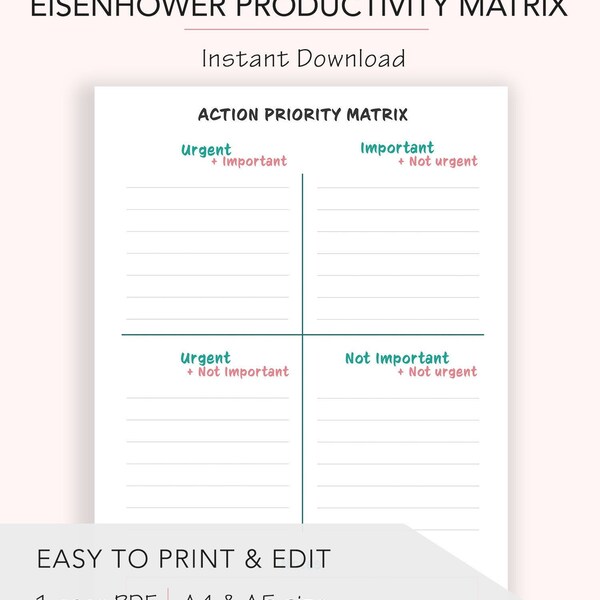 Eisenhower Matrix Download Excel - Etsy