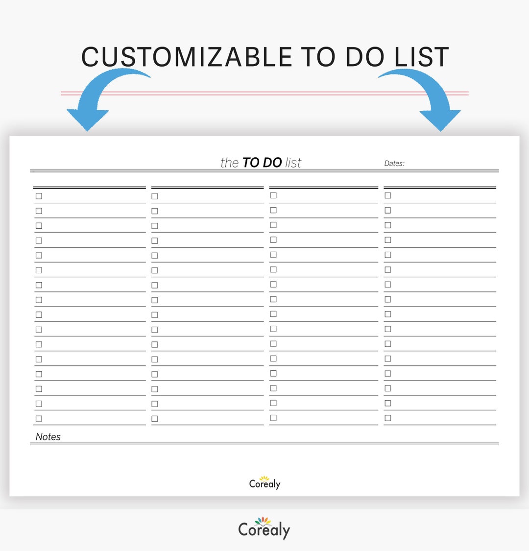 Customizable to Do List, Printable PDF Template, Fillable, Weekly Notes ...