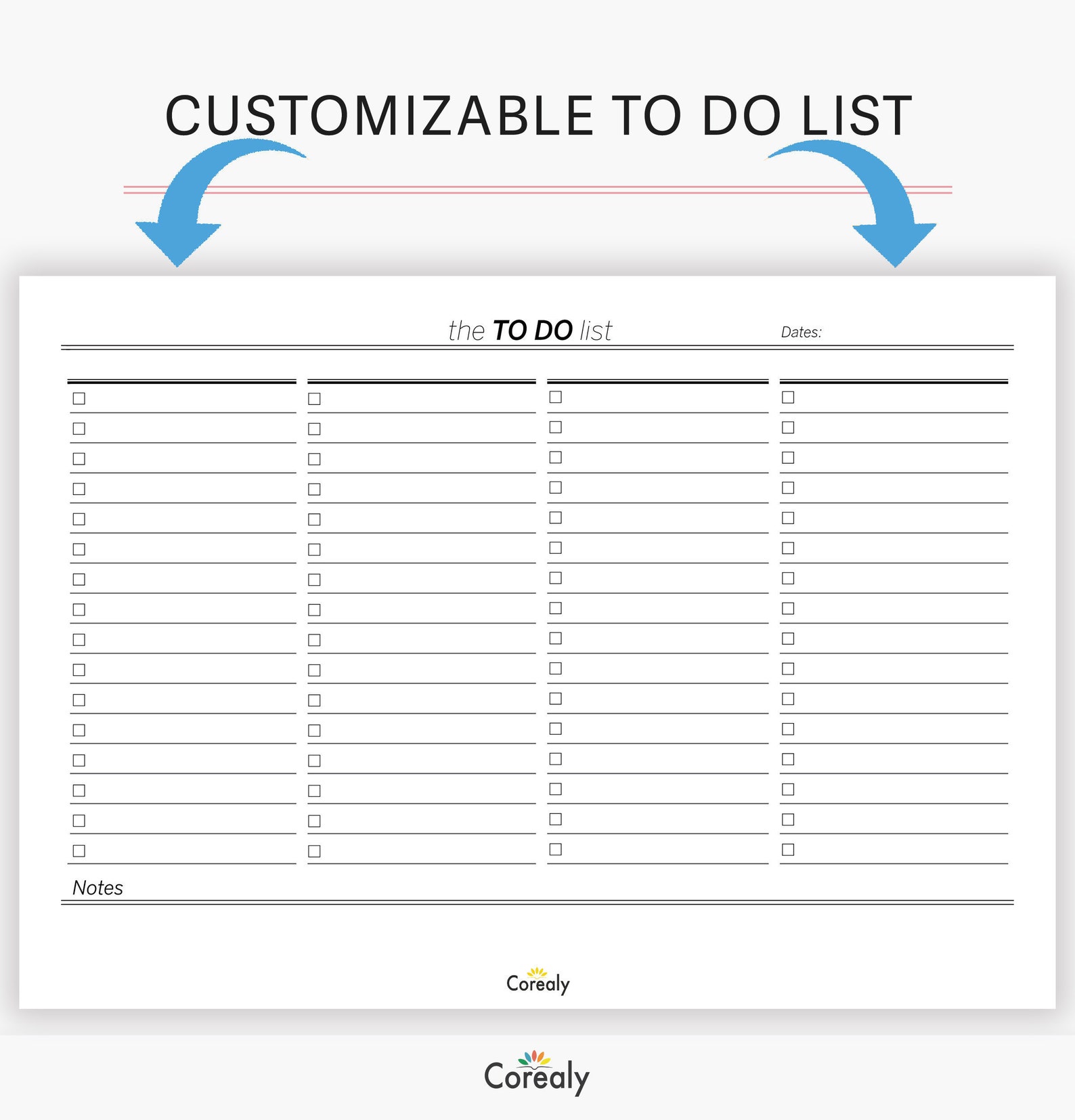 Customizable to Do List, Printable PDF Template, Fillable, Weekly Notes, Daily to Do, Task ...