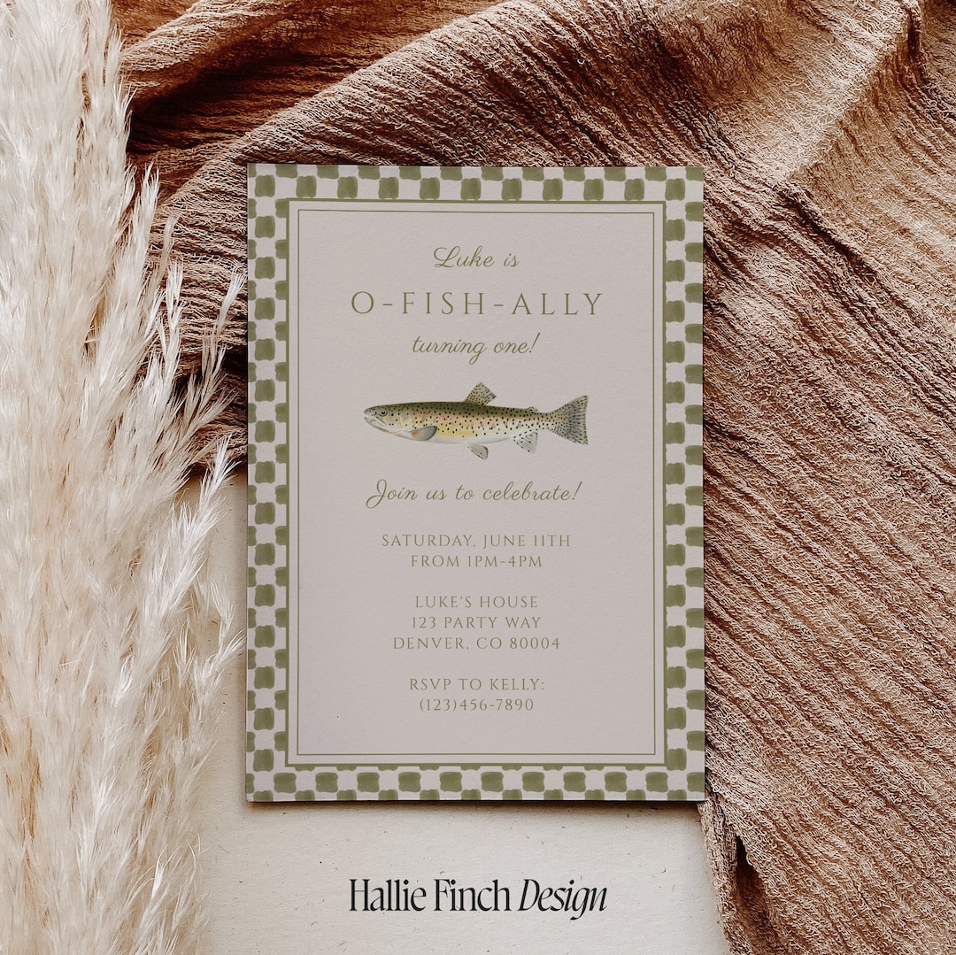 Fishing Birthday Invitation Template, O-fish-ally, the Big One Birthday ...