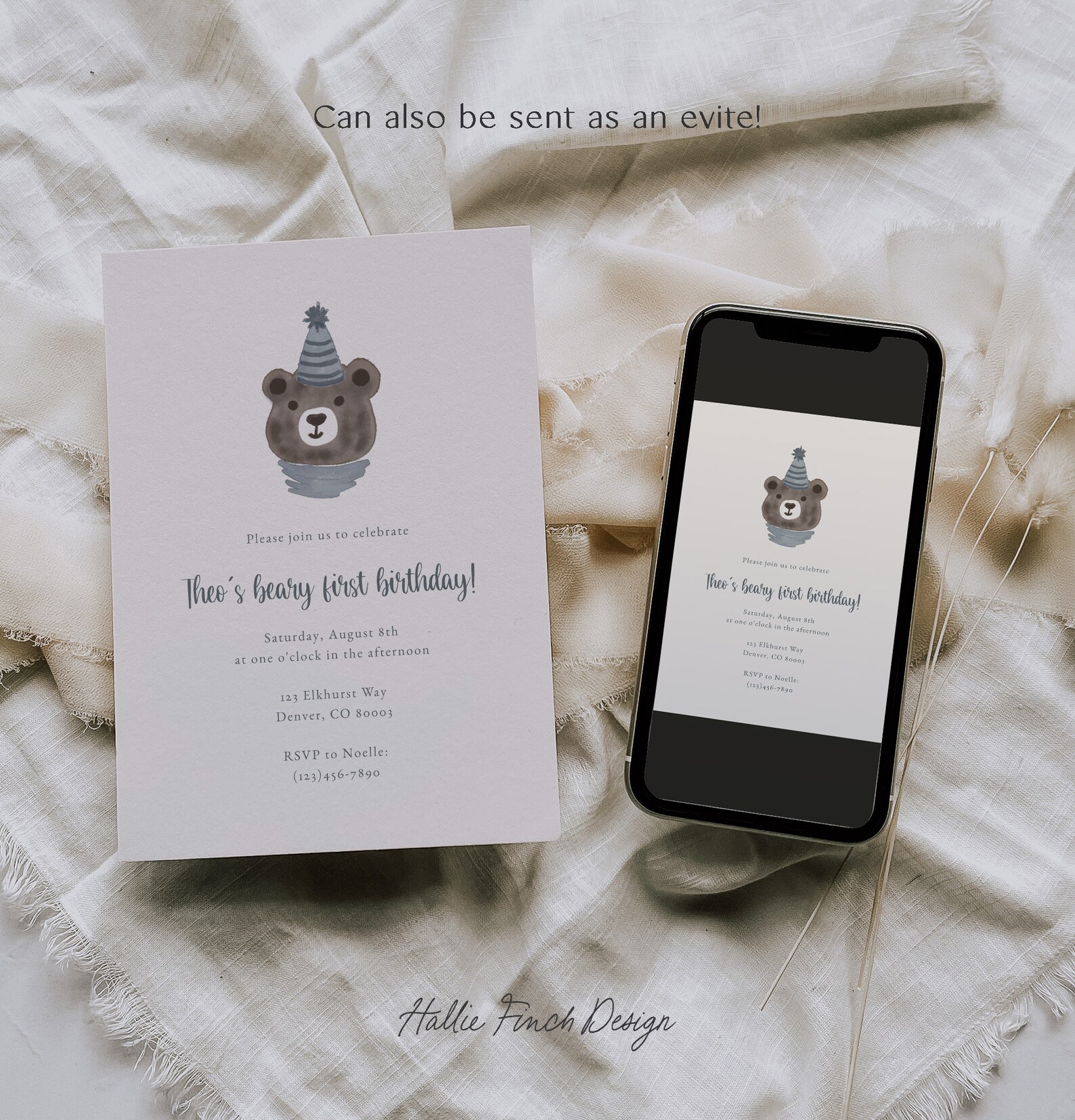 Beary Cute Birthday Invitation Template, Beary First Birthday, Beary ...