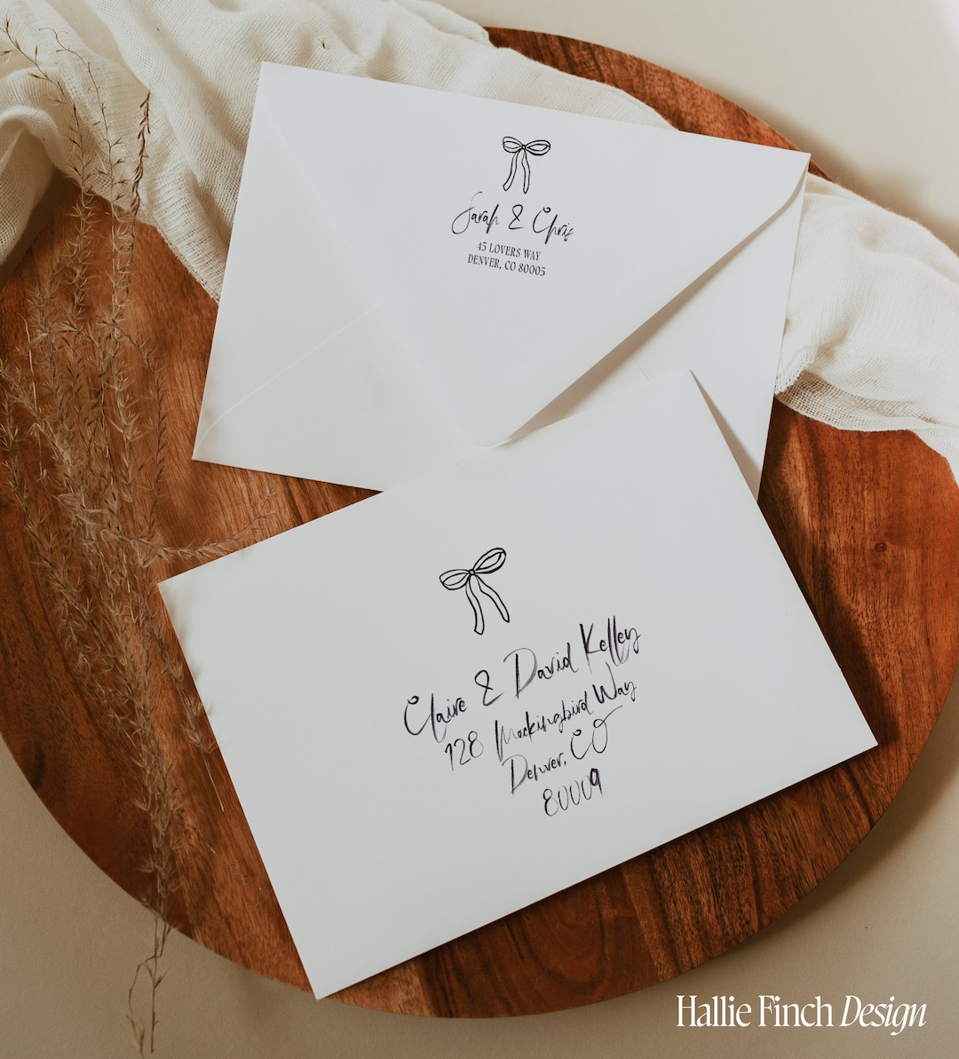 Modern Bow Wedding Envelopes, Wedding Envelopes With Bows, Addressed ...