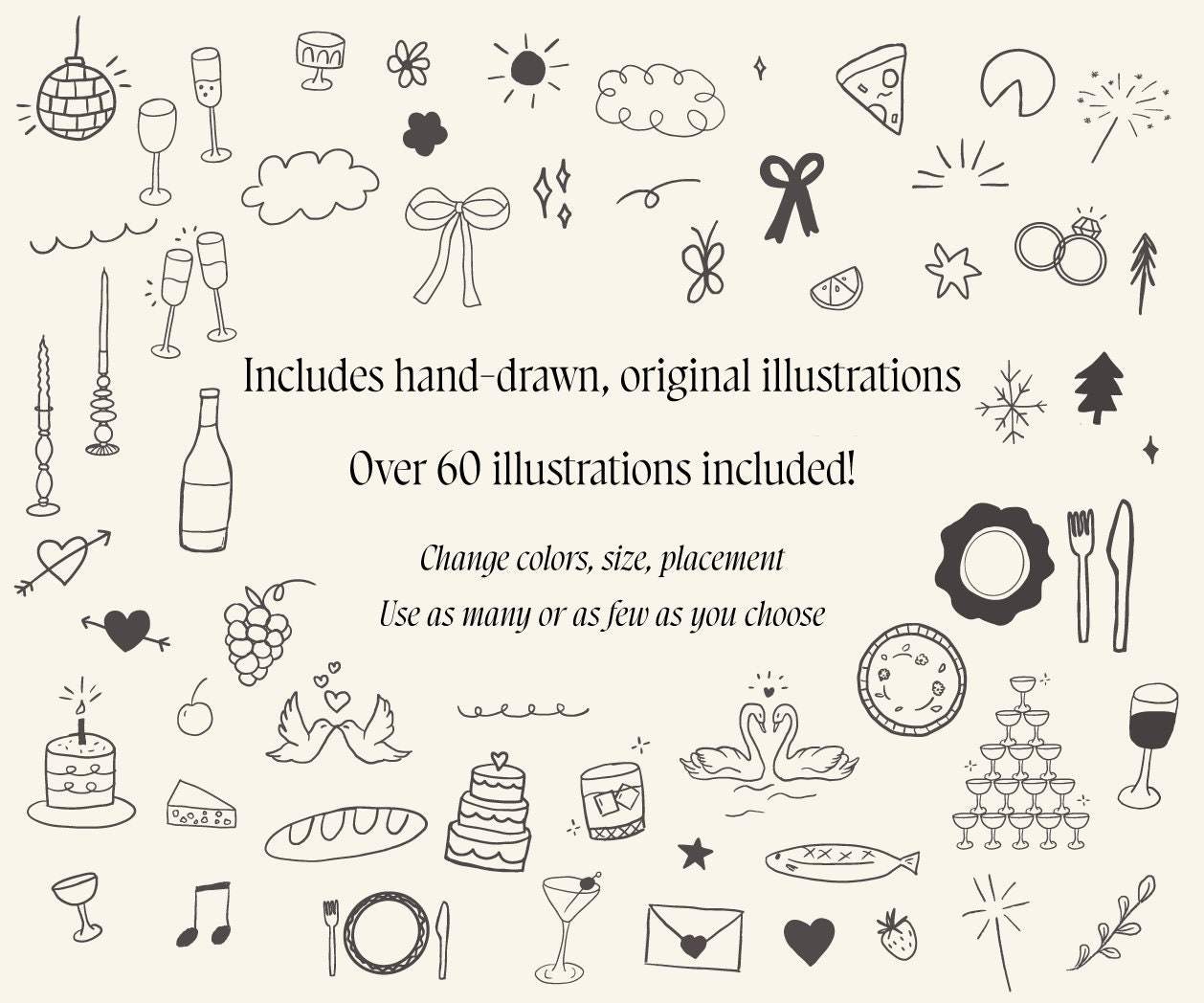 Doodle Handdrawn Illustrations Invitation Template for Bachelorette ...