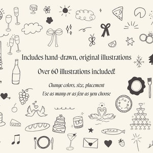 Doodle Handdrawn Illustrations Sign Template for Wedding Events ...