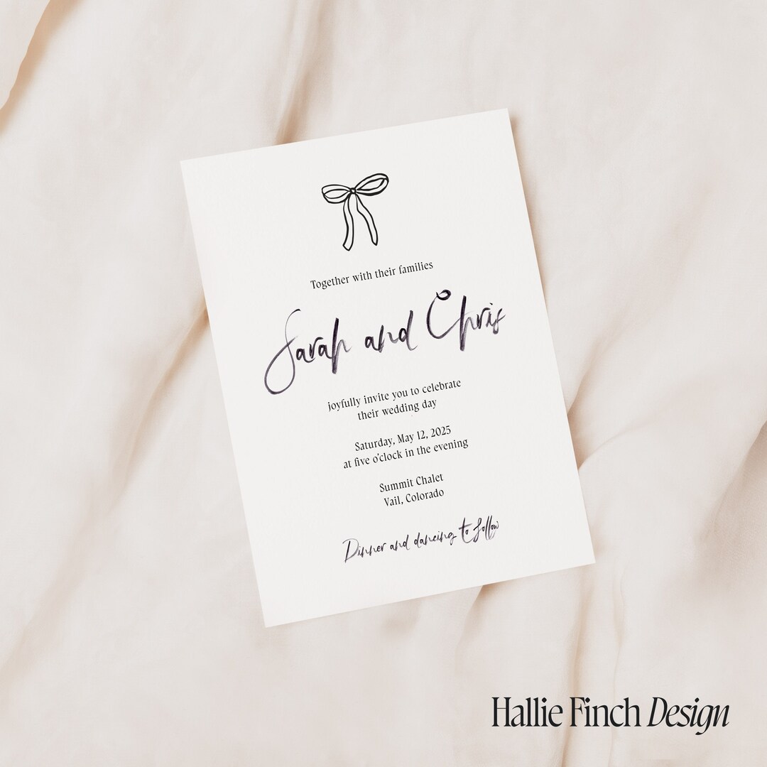 Modern Bow Wedding Invitations, Wedding Invites With Bows, Wedding ...