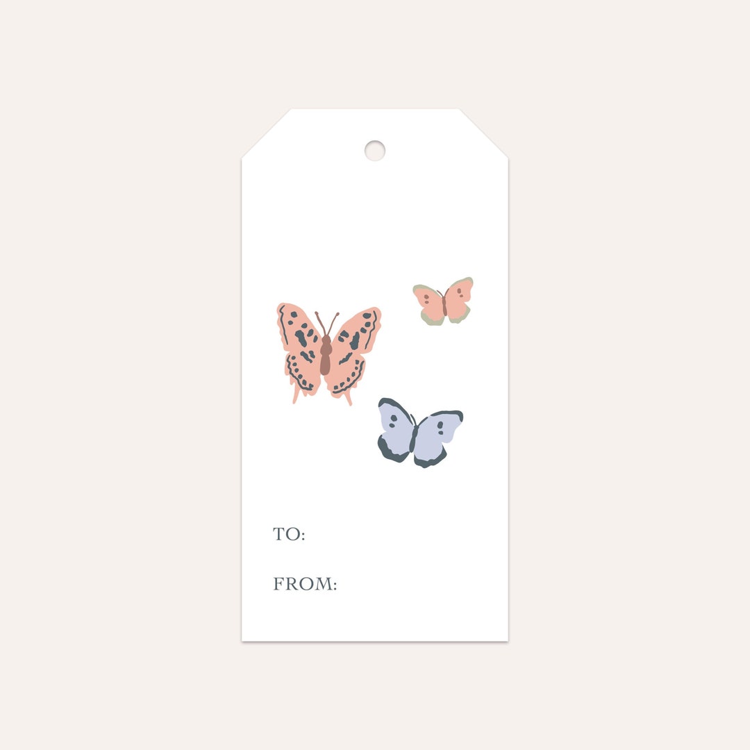 Butterflies Gift Tags, Eggshell Paper Gift Tags, Handdrawn Gift Tags ...