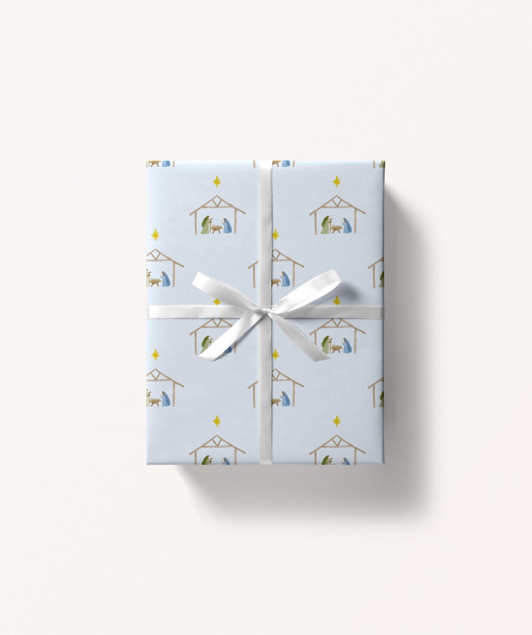 Hand Painted Nativity Christmas Gift Wrap, Artistic Christmas Gift Wrap ...