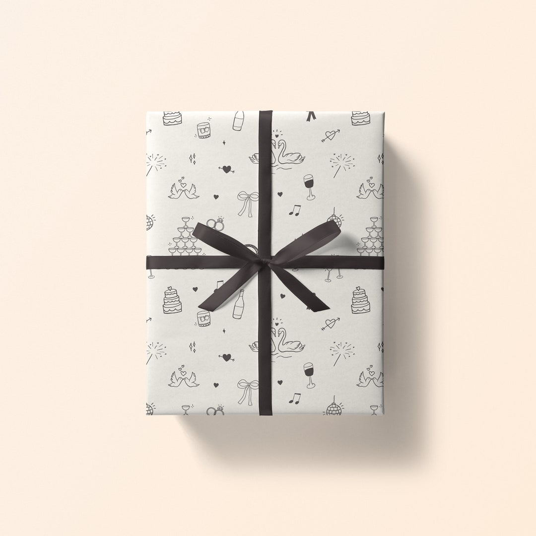 Whimsical Wedding Bridal Wrapping Paper, Wedding Wrapping Paper With ...