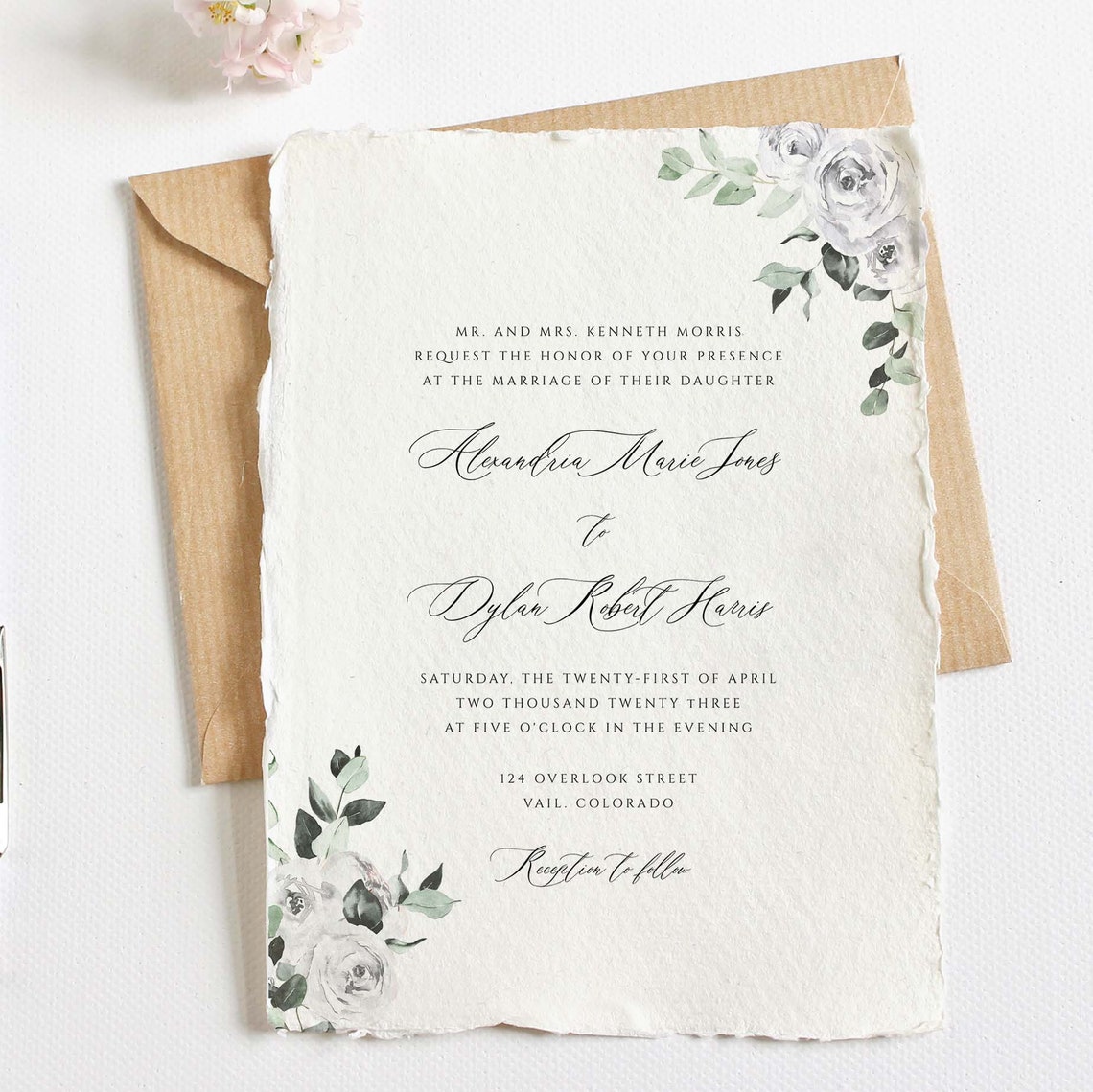 Traditional Floral Wedding Invitation Template Set Wedding - Etsy