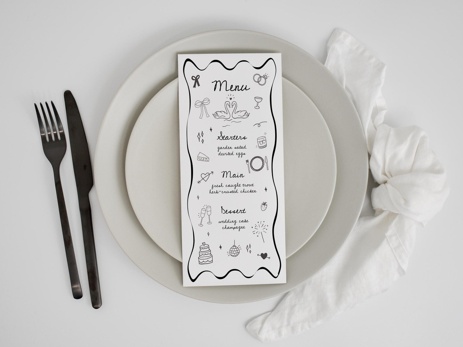 Doodle Handdrawn Illustrations Menu Template for Wedding Events Party ...