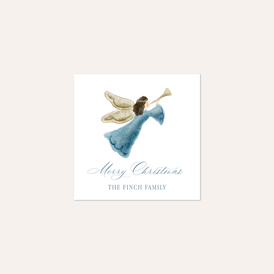 Personalized Watercolor Christmas Angel Gift Tag Stickers, Religious ...
