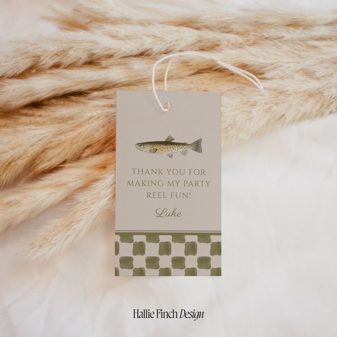 Fishing Birthday Favor Tag Template, O-fish-ally, the Big One Birthday ...