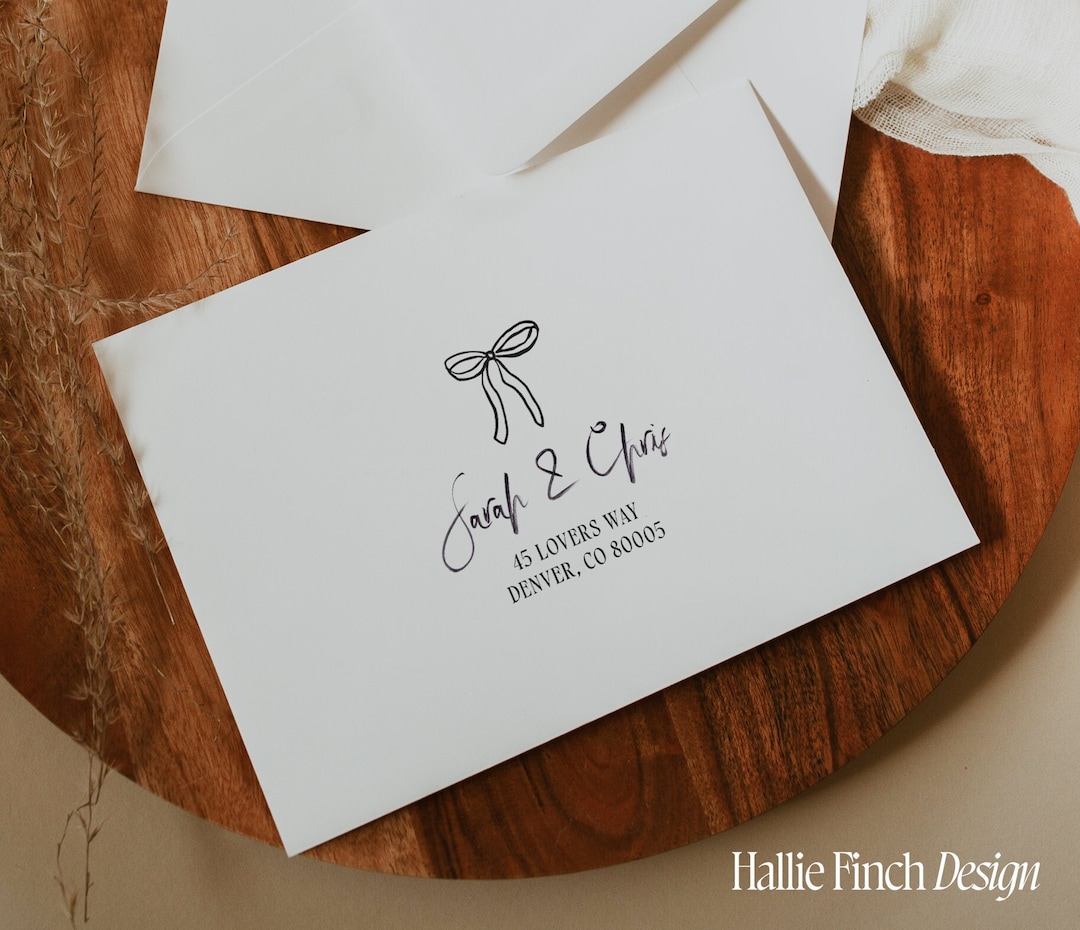 Modern Bow Wedding Envelopes, Bows Wedding RSVP Envelopes, Addressed ...