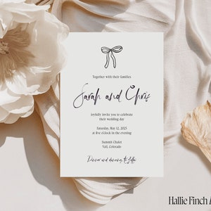Modern Bow Wedding Invitations, Wedding Invites With Bows, Wedding ...