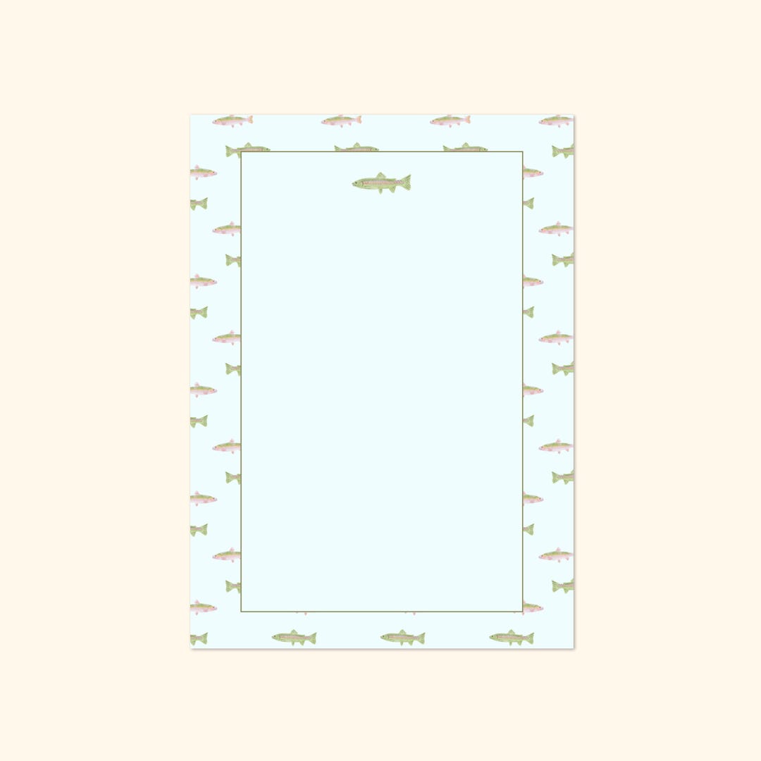 Hand Drawn Rainbow Trout Fish Notepad, Trout Fish Desk Notepad, Nature ...