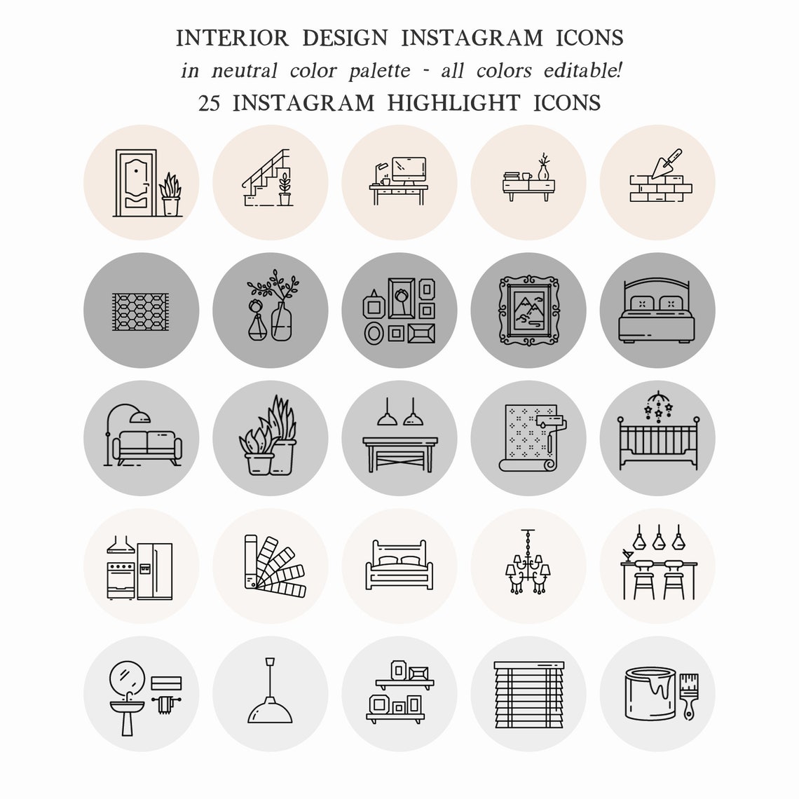 Interior Design Instagram Highlight Covers, Instagram Icons, Interior Design Branding, Social ...