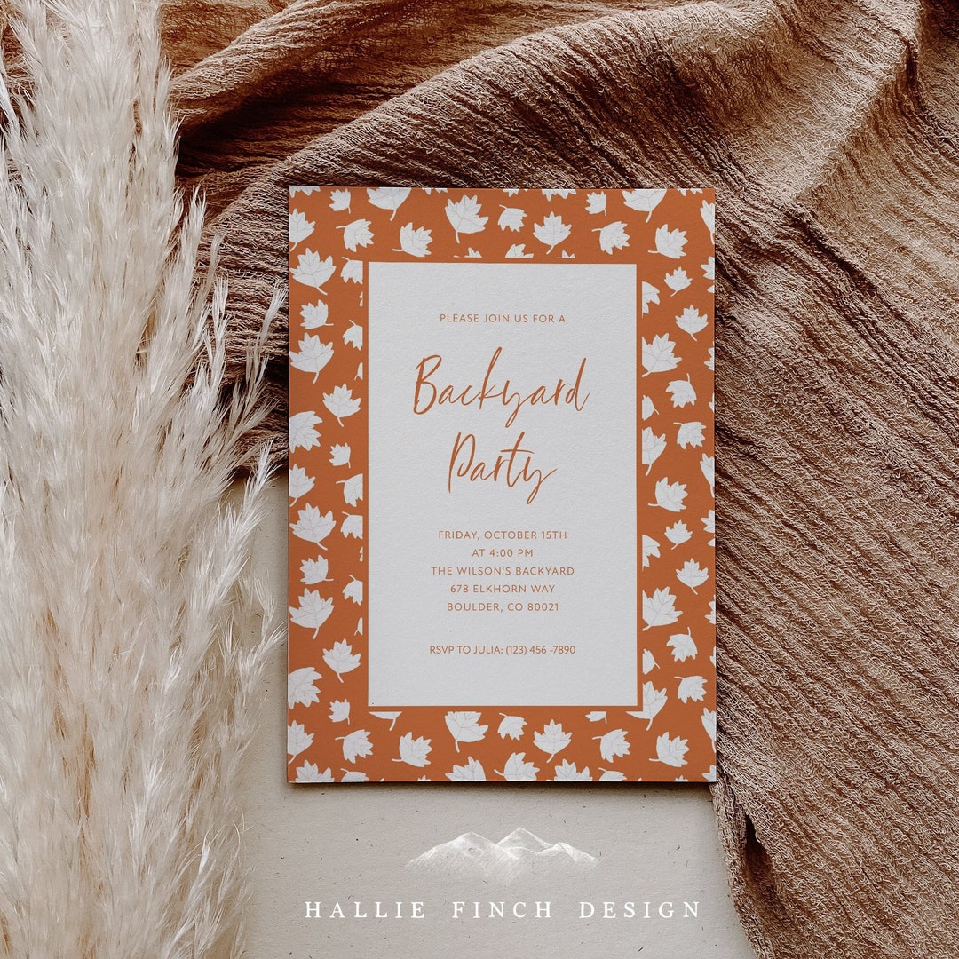 Fall Party Invitation Template, Autumn Harvest Printable Editable ...