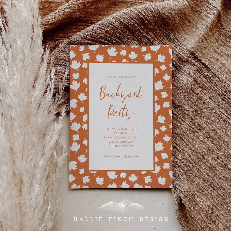 Fall Party Invitation Template, Autumn Harvest Printable Editable ...