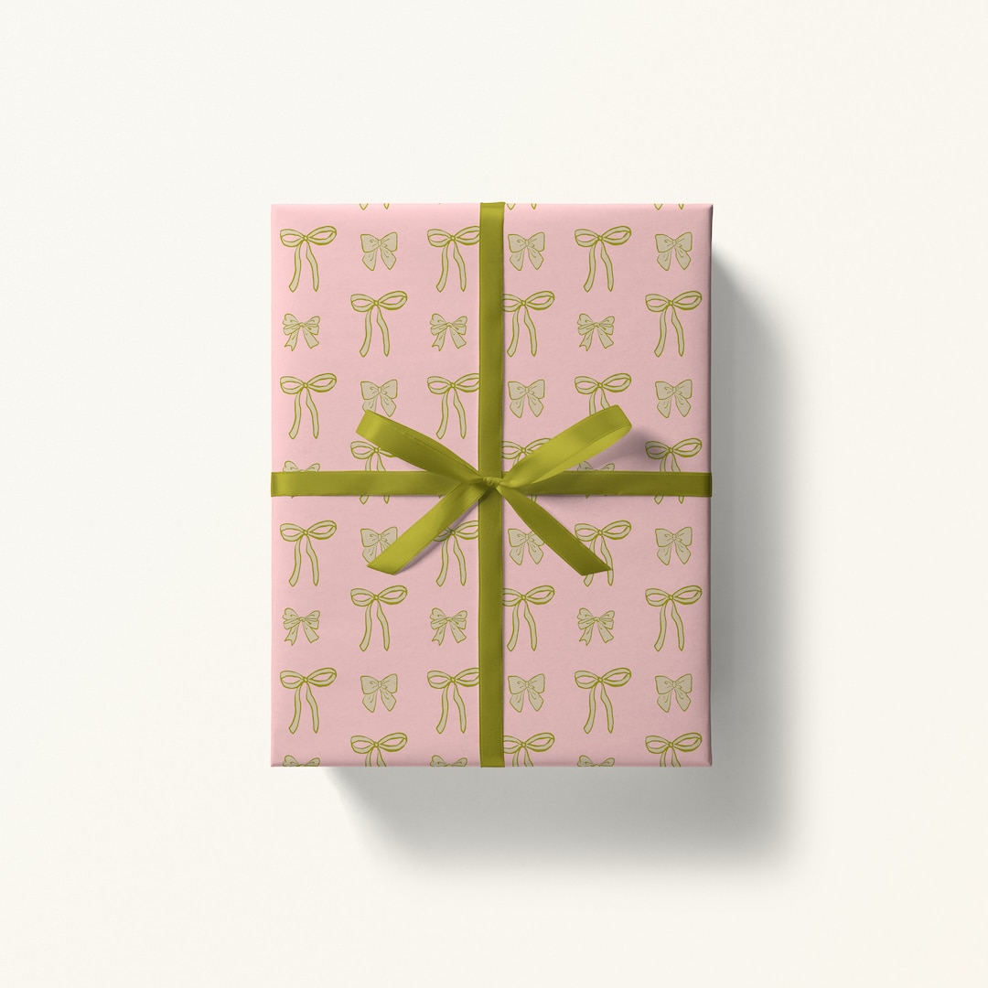 Bows Wrapping Paper, Handdrawn Hand Illustrated Handpainted Whimsical ...