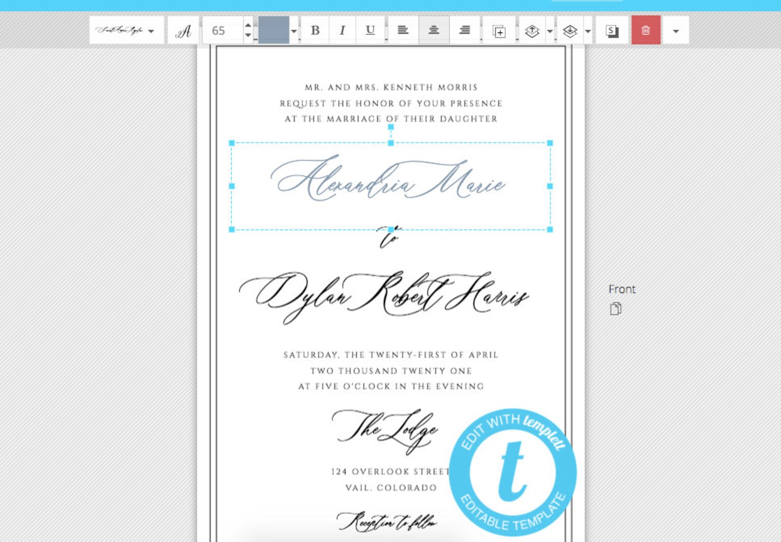 Traditional Wedding Invitation Wedding Invitation Template | Etsy