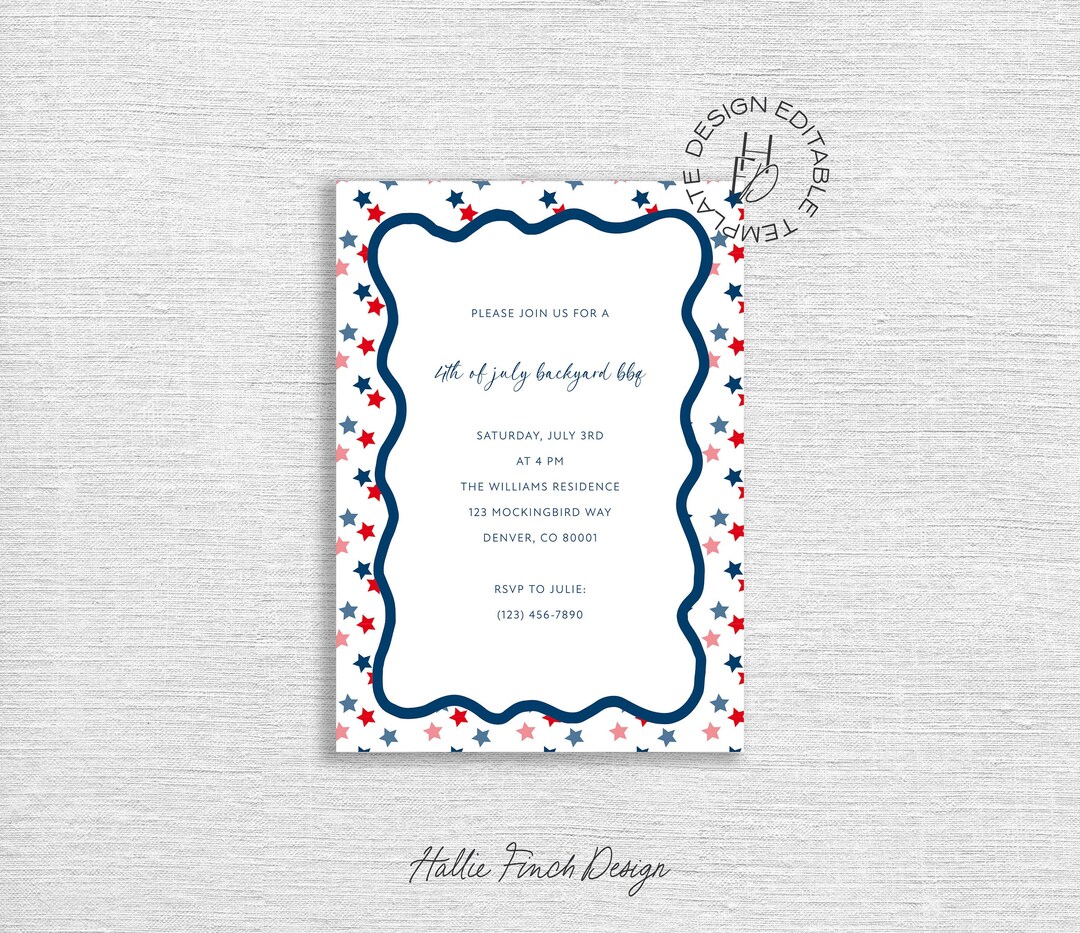 Star Spangled Invitation Template, Fourth of July Party Invitation ...