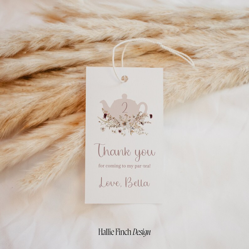 Boho Florals Tea Party Favor Tag Template, Printable Gift Tag, Party ...