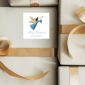 Personalized Watercolor Christmas Angel Gift Tag Stickers, Religious ...