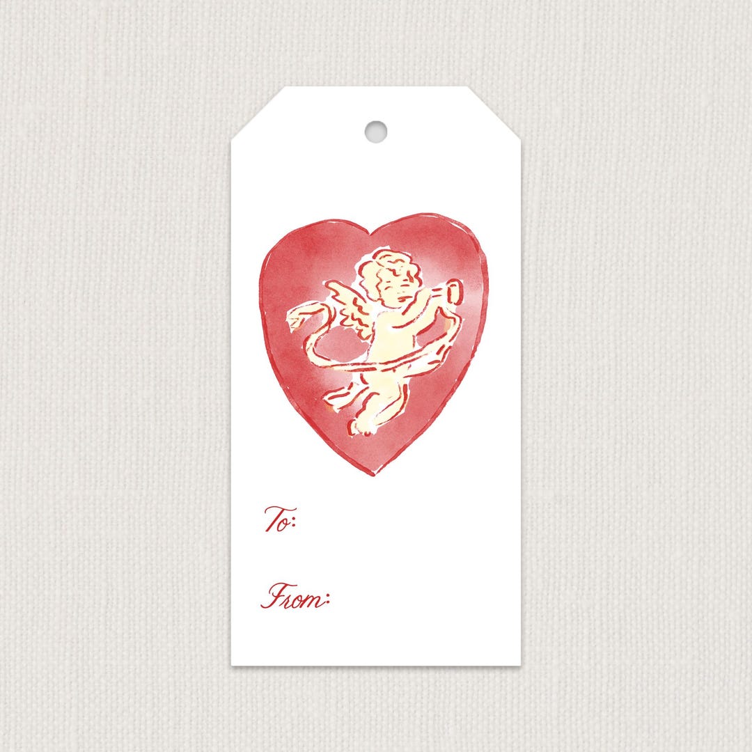 Valentine's Day Cupid Gift Tags, Hand Drawn Valentine, Artistic Gift ...