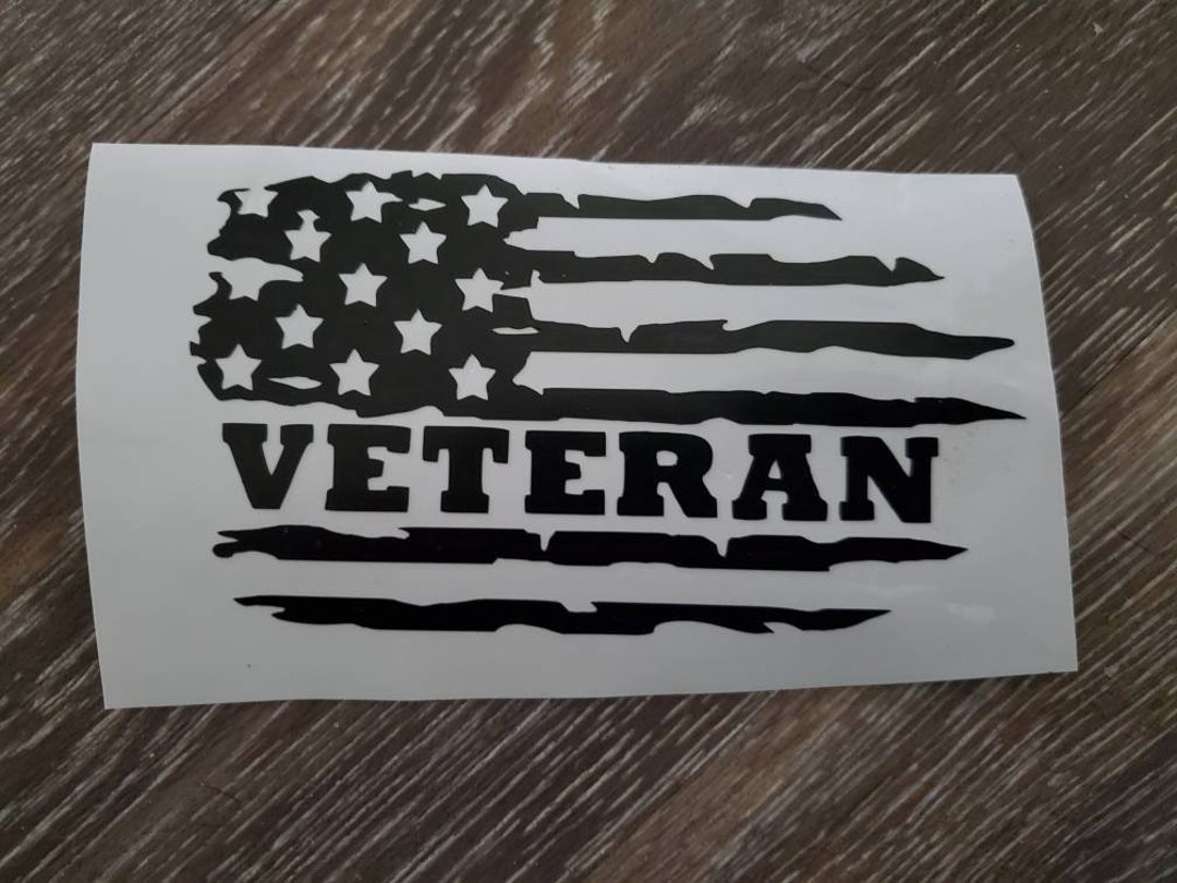 Veteran Car Decal. Car Sticker. Vinyl Flag Sticker. Military Veteran ...