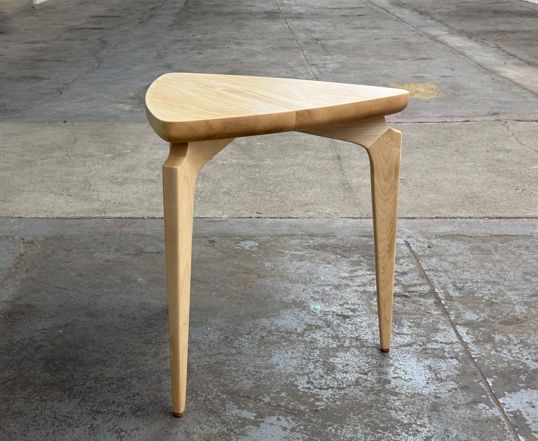 Modern Triangular Side Table: Hand-sculpted Leg End Table, USA Made - Etsy