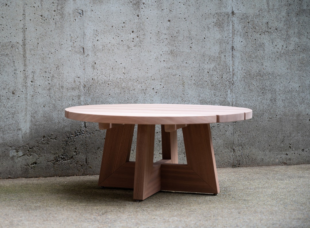 Contemporary Round Outdoor Coffee Table With Thick Top and - Etsy