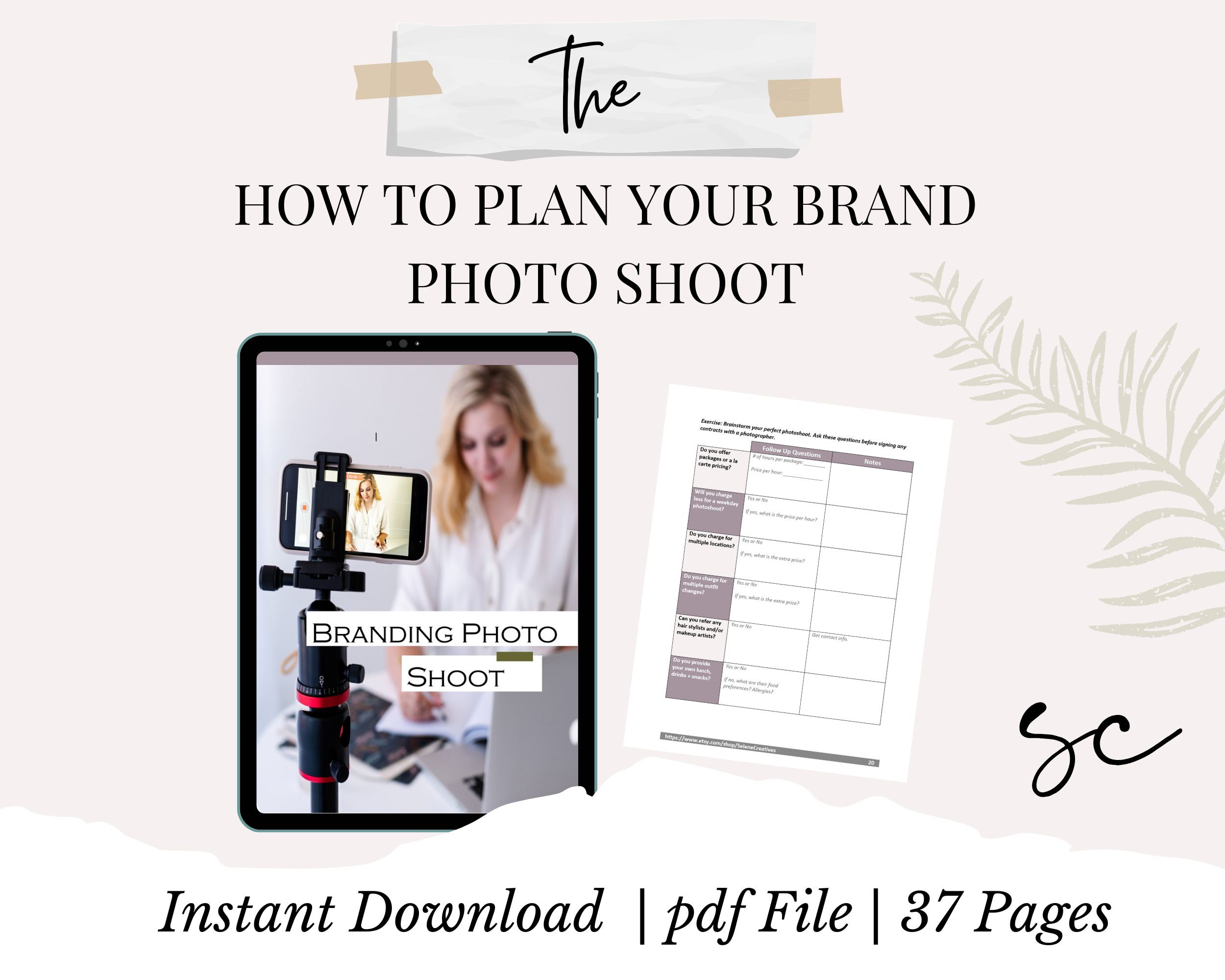Branding Photo Shoot Planner Workbook | How to Plan Your Photo Shoot ...