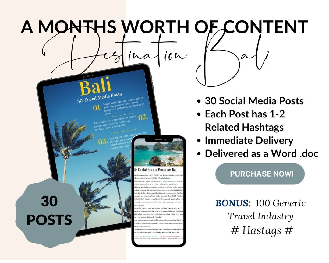 Social Media Posts for Bali | Done for You Social Media | Travel ...