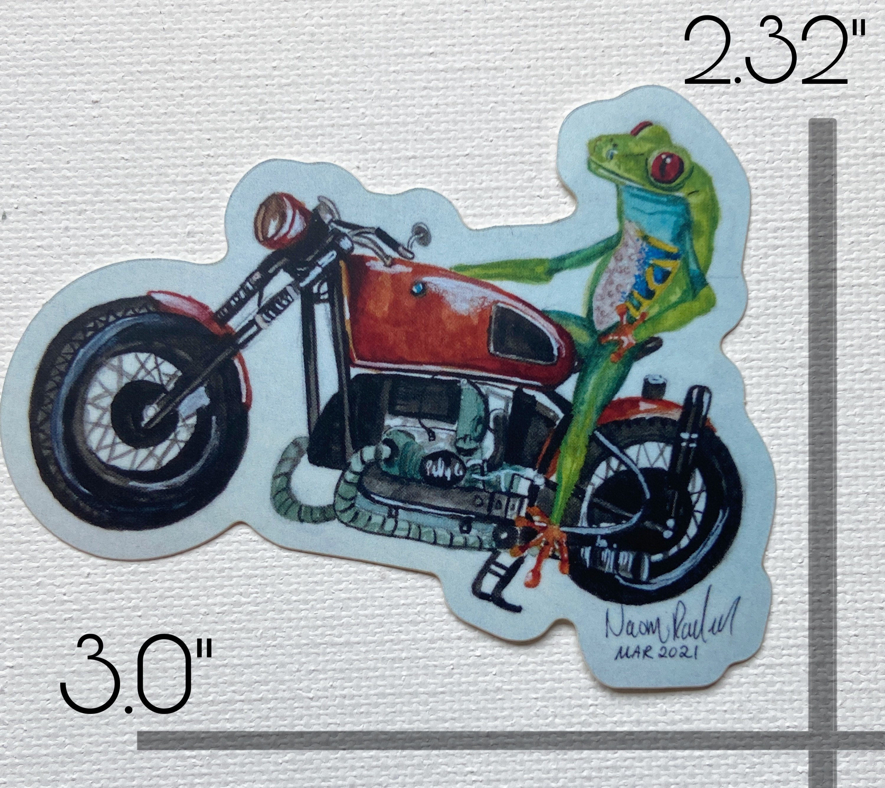 Motorcycle Frog Sticker/matte/waterproof/watercolor/kiss Cut/frog ...