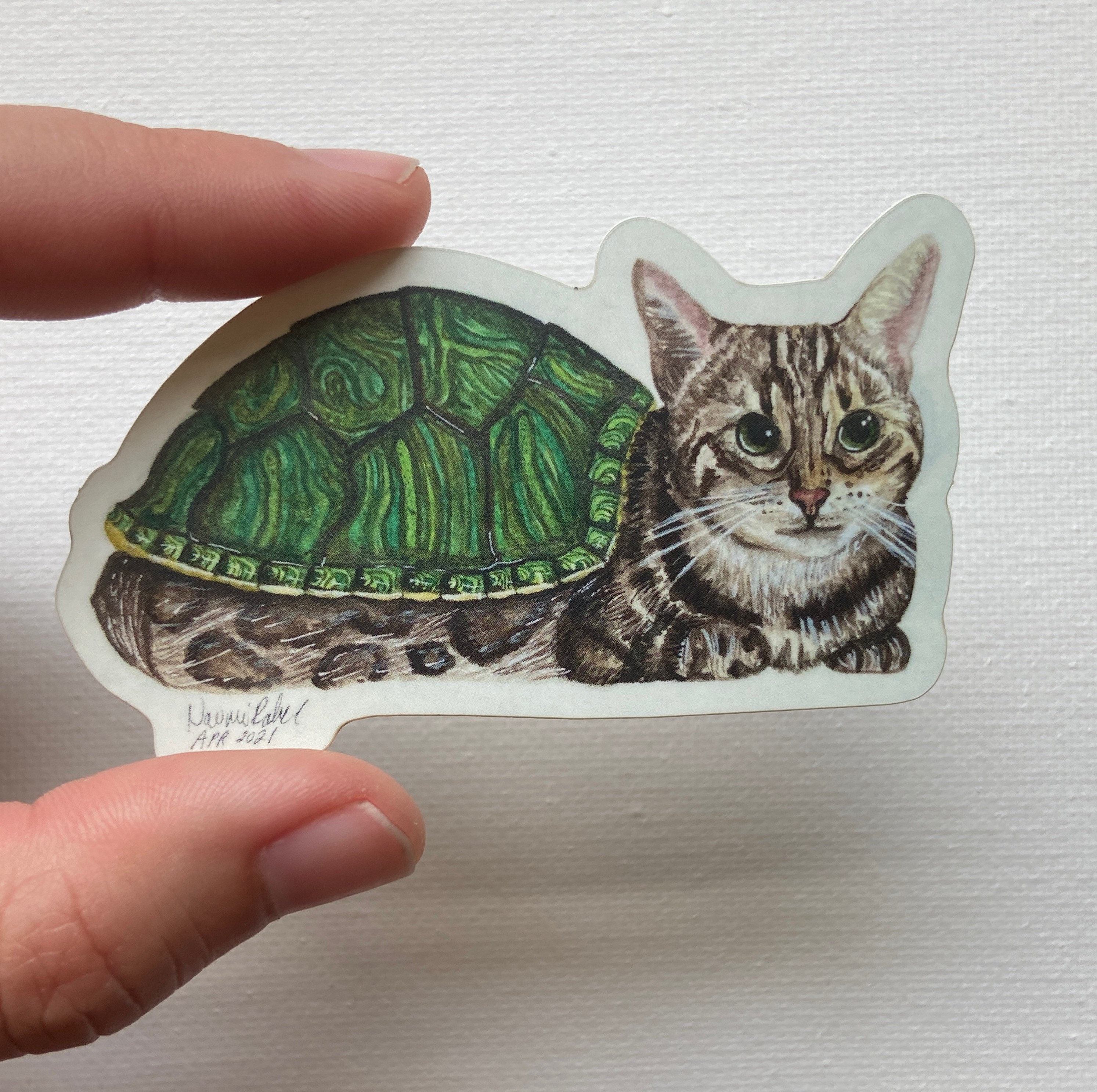 Curtle Sticker/cat Sticker/turtle/watercolor Sticker/animal - Etsy