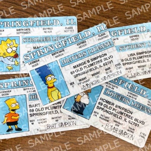 The Simpsons Id Drivers License Card Bart Marge Homer Maggie Lisa ...