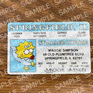 The Simpsons Id Drivers License Card Bart Marge Homer Maggie Lisa ...