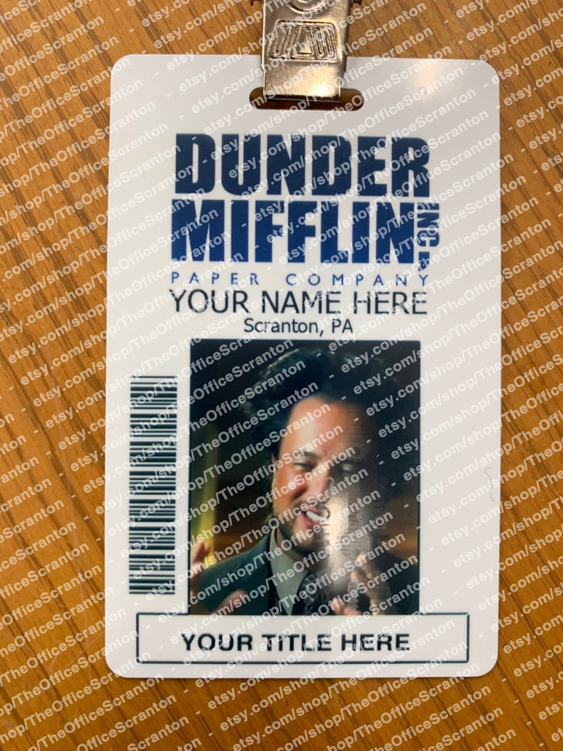 Dunder Mifflin Employee Badge With Lanyard Custom With Your Photo, Name ...