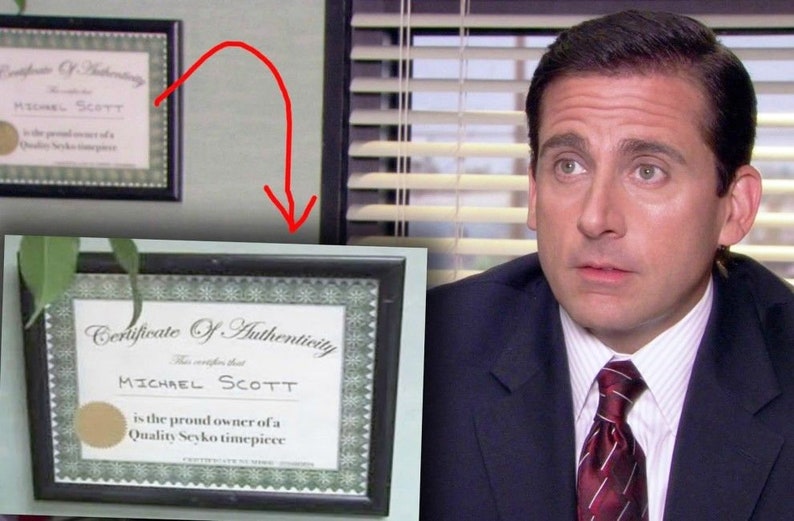 Michael Scott Quality Seyko Timepiece Certificate of Authenticity the ...