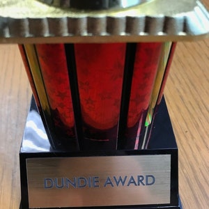 The Office Dundie Trophy Award TV Dunder Mifflin Dundee 10 1/2" Dunde ...
