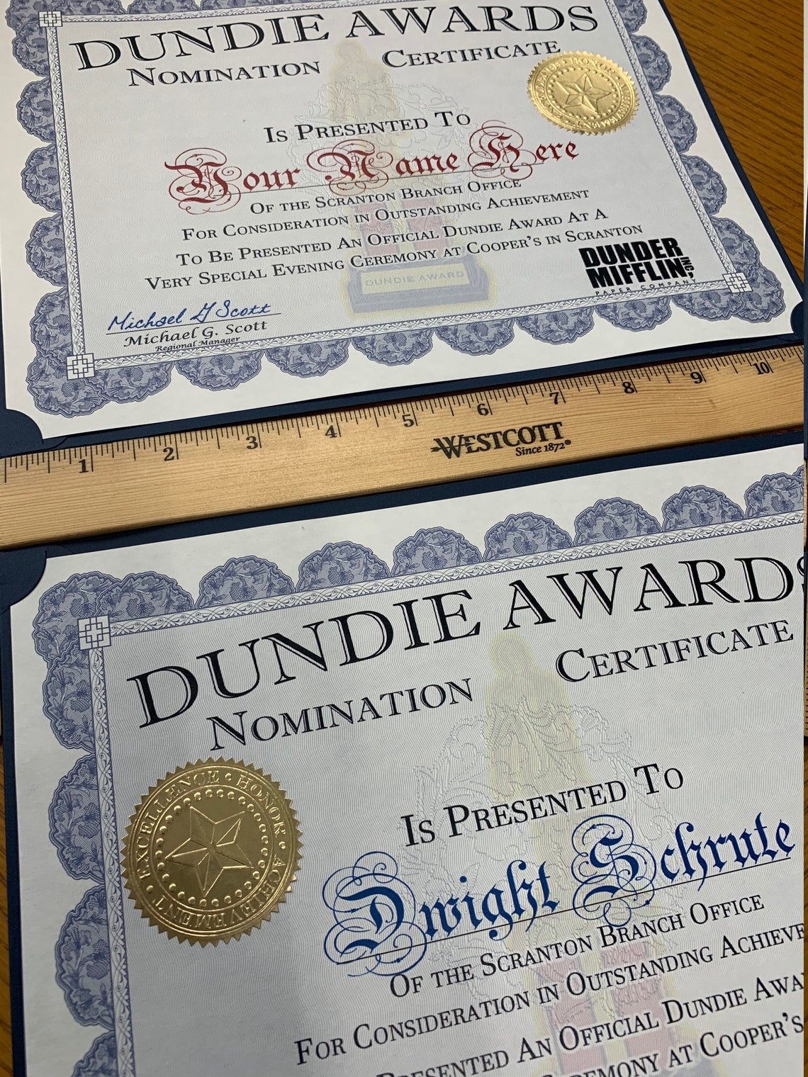The Office - Dundie Award Nomination Certificate ( Personalized ) in ...