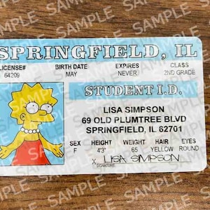 The Simpsons Id Drivers License Card Bart Marge Homer Maggie Lisa ...